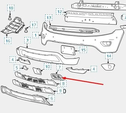 68143099AC Chrysler Решетка бампера переднего левая