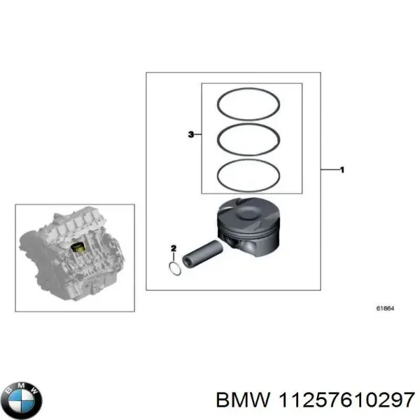 11257610297 BMW Кольца поршневые компрессора на 1 цилиндр, STD