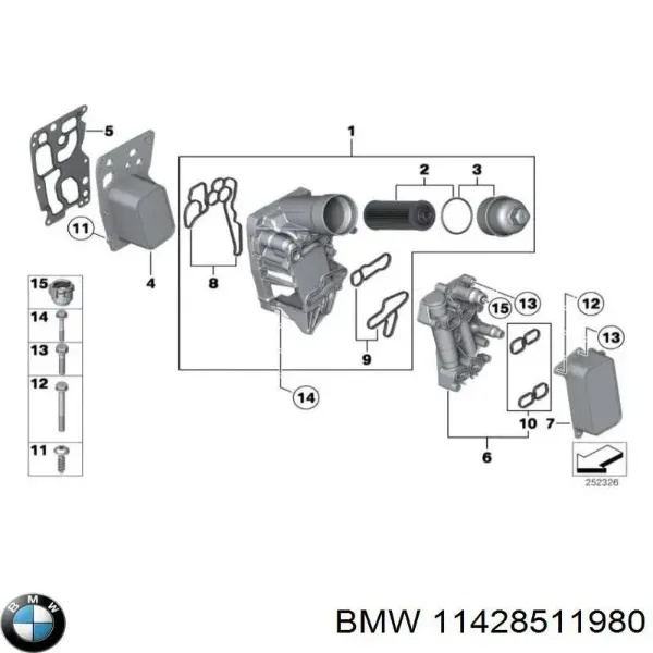 11428511980 BMW Комплект прокладок корпуса масляного фильтра