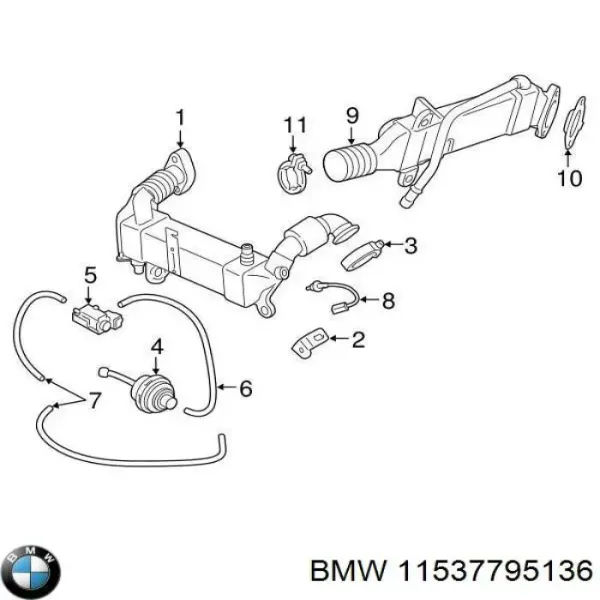 11537795136 BMW Шланг (патрубок) радиатор EGR, подача
