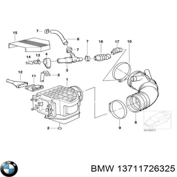 13711726325 BMW Патрубок воздушный, расходомера воздуха