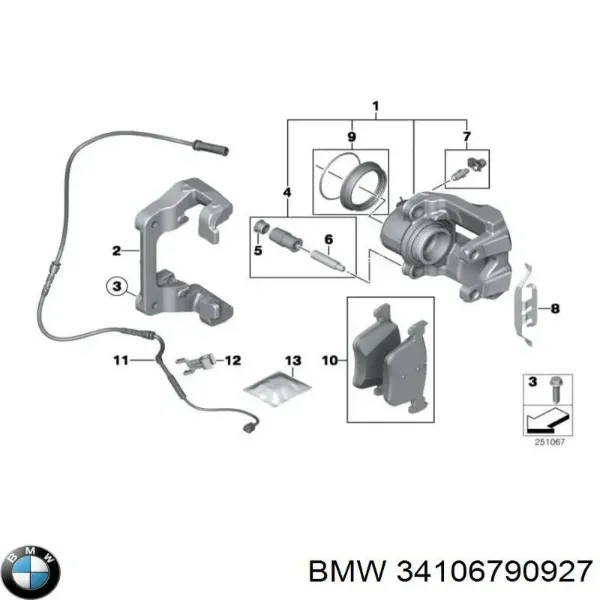 34106790927 BMW Комплект пружинок крепления дисковых колодок передних
