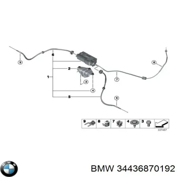 34436870192 BMW Трос ручного тормоза задний правый