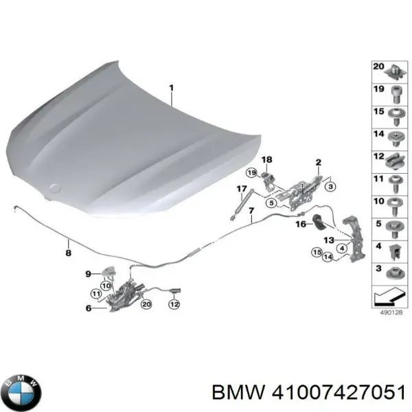 41007427051 BMW Петля капота левая