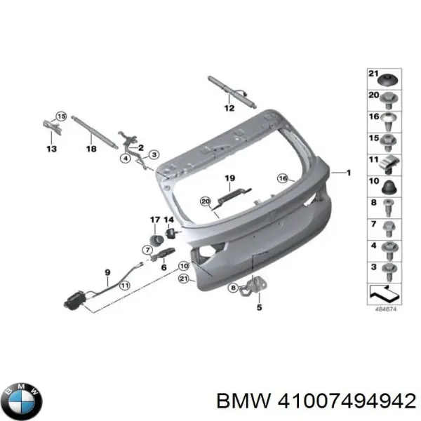 41007494942 BMW Дверь задняя (багажная 3/5-я (ляда)