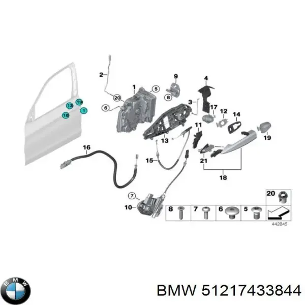 51217433844 BMW Ручка двери передней наружная правая