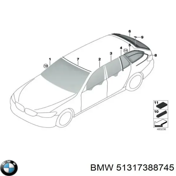51317388745 BMW Стекло лобовое