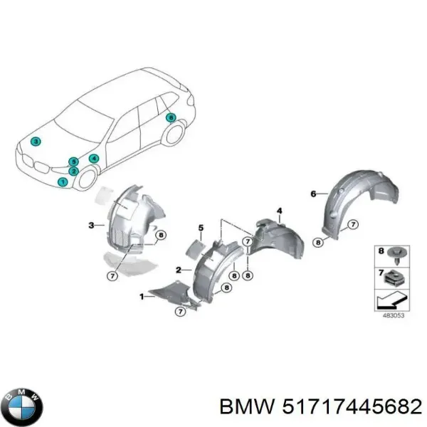 51717445682 BMW Подкрылок крыла переднего правый передний