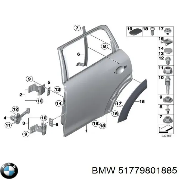 51779801885 BMW Расширитель (накладка) арки заднего крыла левый
