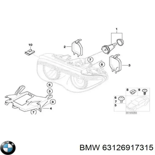 63126917315 BMW Кронштейн (адаптер) крепления фары передней левой