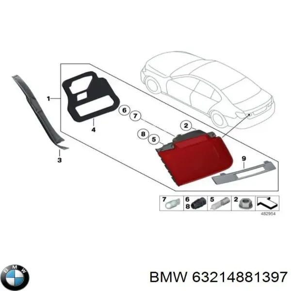 63214881397 BMW Уплотнитель фонаря заднего внутреннего