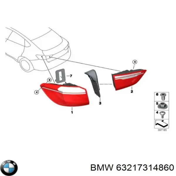 63217314860 BMW Фонарь задний правый внешний