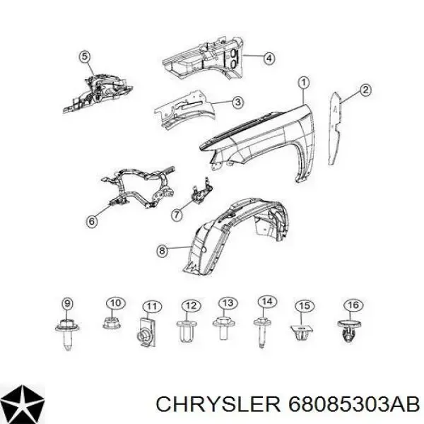68085303AB Chrysler Крыло переднее левое