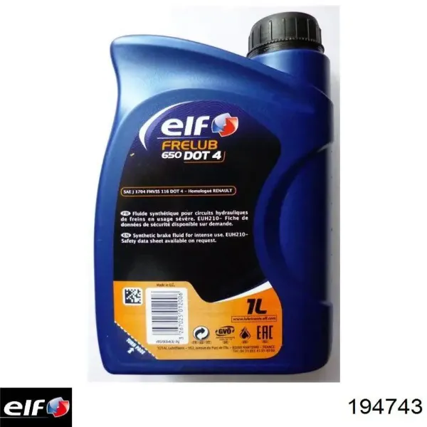 Тормозная жидкость ELF FRELUB 650 DOT 4 1 л 194743 купить в Украине