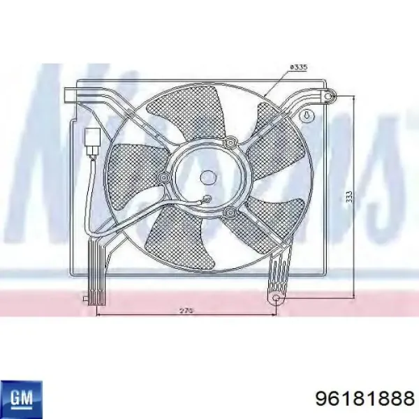96181888 General Motors Диффузор радиатора кондиционера, в сборе с ...
