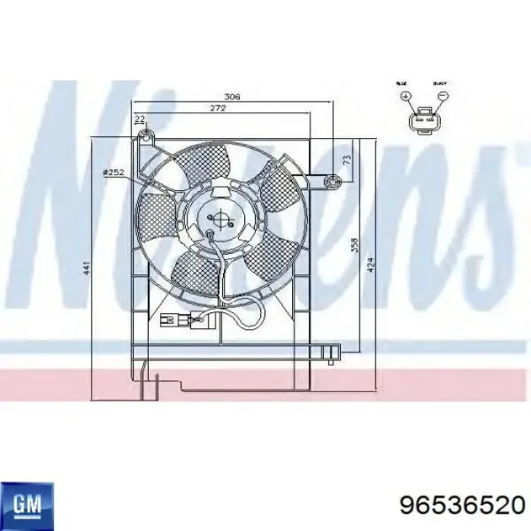 96536520 General Motors Диффузор радиатора кондиционера, в сборе с ...