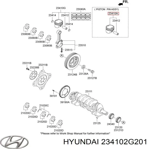 234102G200 Hyundai/Kia Поршень с пальцем без колец, STD