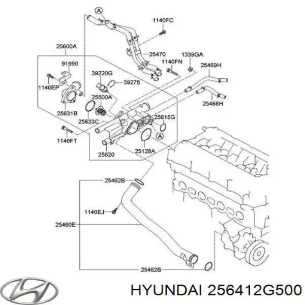256412G000 Hyundai/Kia Прокладка корпуса термостата