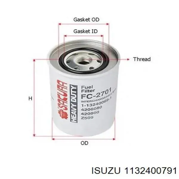 1-13240079-1 Isuzu Фильтр топливный