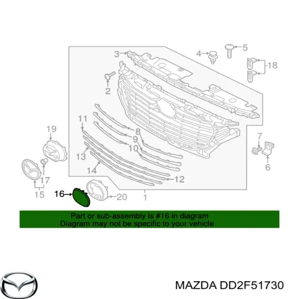 DD2F51730 Mazda Эмблема решетки радиатора