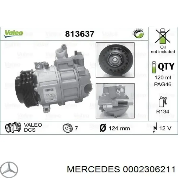 0002306211 Mercedes | Компрессор кондиционера 000 230 62 11 купить на ...