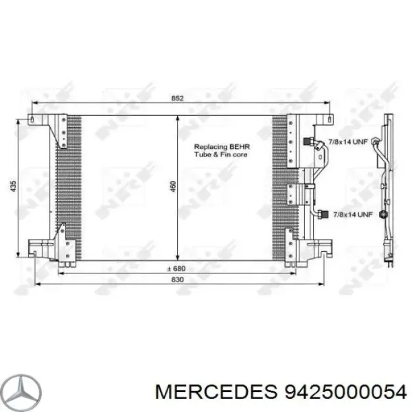 9425000054 Mercedes | Радиатор кондиционера 942 500 00 54 купить на ...