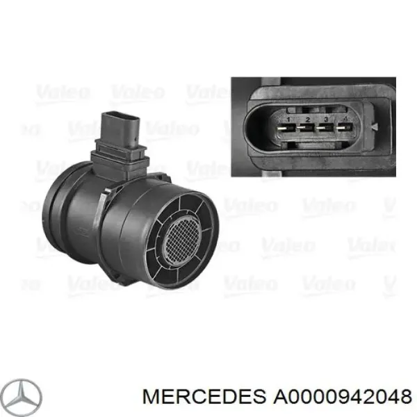 A0000942048 Mercedes | Датчик потока (расхода воздуха, расходомер M.A.F ...
