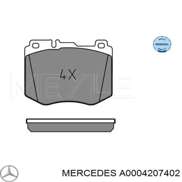 A0004207402 Mercedes | Колодки тормозные передние дисковые A0004207402 ...