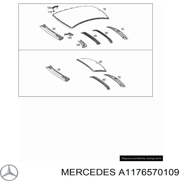 A1176570109 Mercedes | Крыша A 117 657 01 09 купить на Avto.pro
