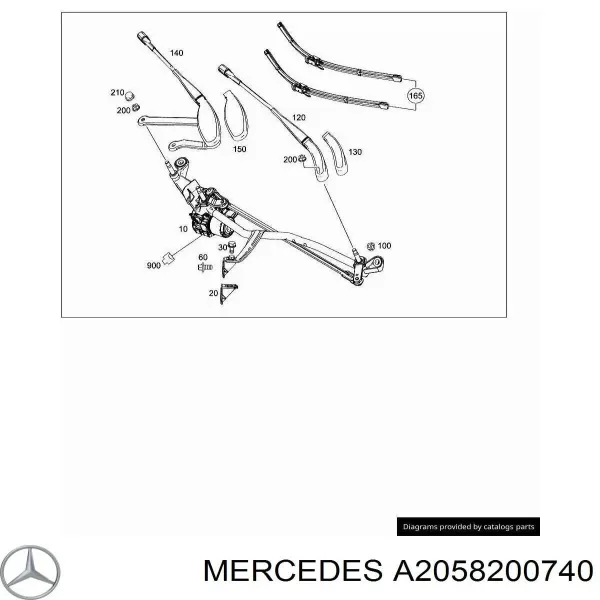 A2058200740 Mercedes | Трапеция стеклоочистителя A 205 820 07 40 купить ...