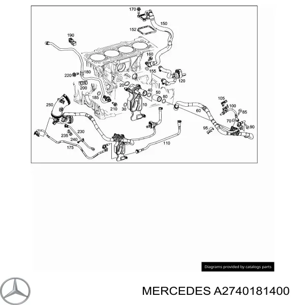 A2740181400 Mercedes | Патрубок вентиляции картера (маслоотделителя) A ...