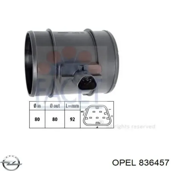 836457 Opel Датчик потока (расхода) воздуха, расходомер M.A.F. - (Mass ...