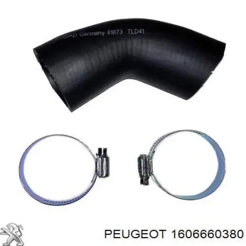 1606660380 Peugeot/Citroen Шланг (патрубок) интеркуллера левый