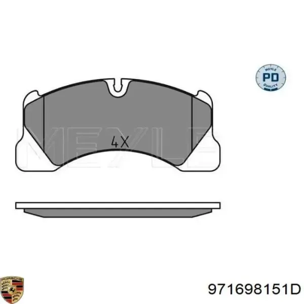971698151D Porsche Колодки тормозные передние дисковые
