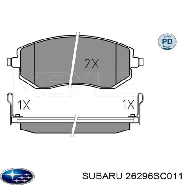 26296SC011 Subaru Колодки тормозные передние дисковые