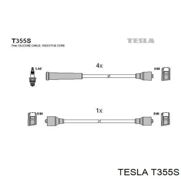 T355S Tesla Провода высоковольтные, комплект