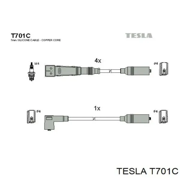 T701C Tesla Провода высоковольтные, комплект