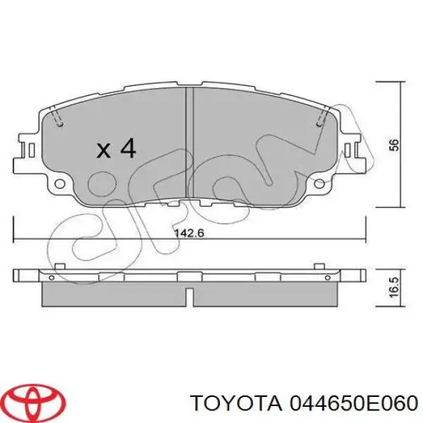 044650E060 Toyota Колодки тормозные передние дисковые