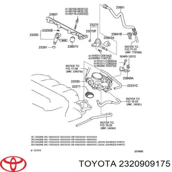 2320909175 Toyota Форсунка впрыска топлива