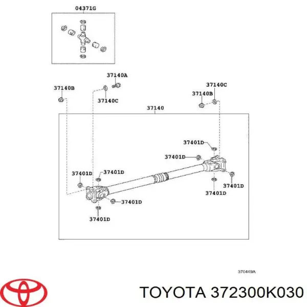 372300K030 Toyota Подвесной подшипник карданного вала