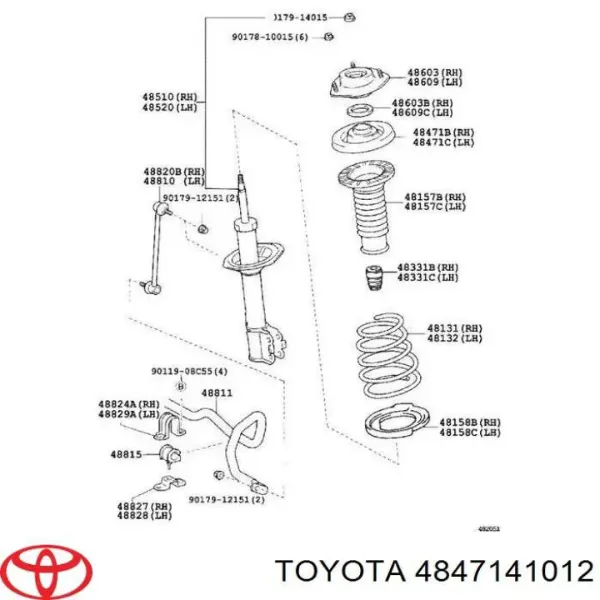 4847141012 Toyota Проставка (резиновое кольцо) пружины передней верхняя