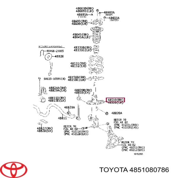 4851080784 Toyota Амортизатор передний правый