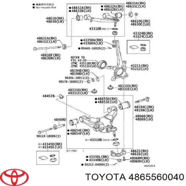 4865560040 Toyota Сайлентблок переднего нижнего рычага