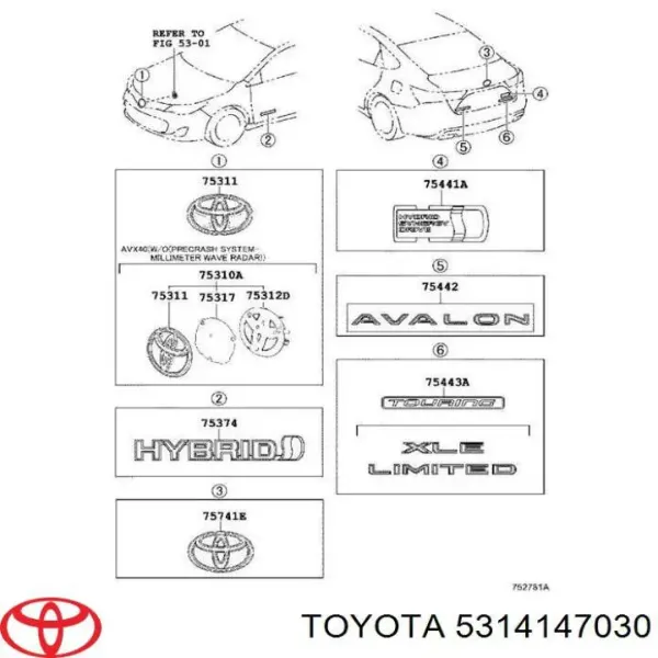 5314147030 Toyota Эмблема решетки радиатора