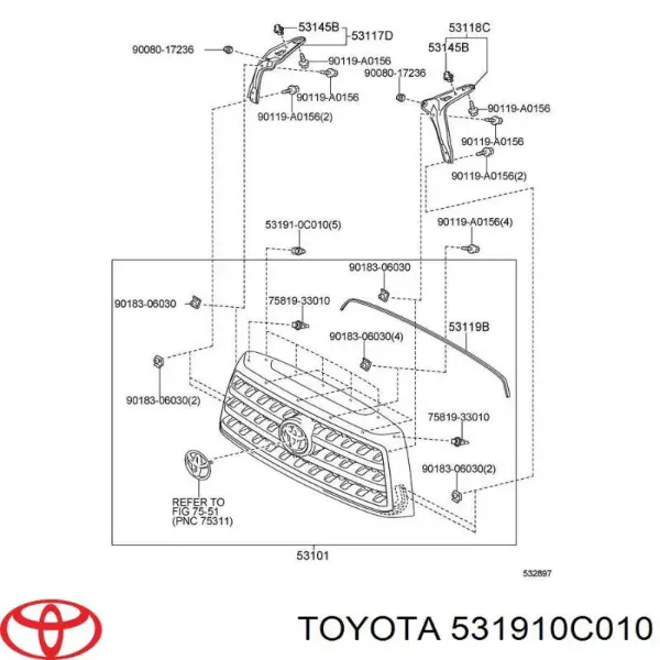 531910C010 Toyota сравнить цены на Автопро