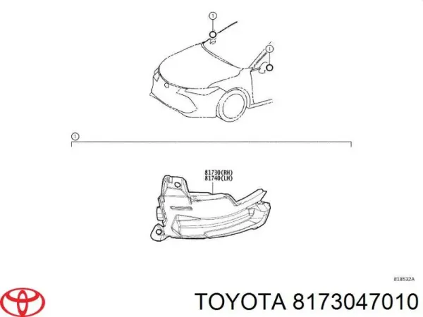8173047010 Toyota Указатель поворота зеркала правый