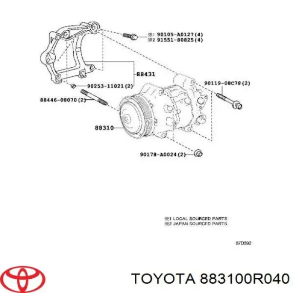 883100R040 Toyota Компрессор кондиционера