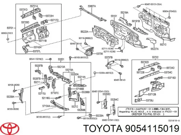 9054115019 Toyota Подушка радиатора кондиционера верхняя