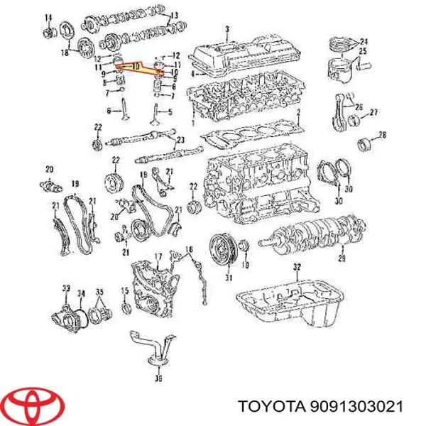 9091303021 Toyota Сухарь клапана