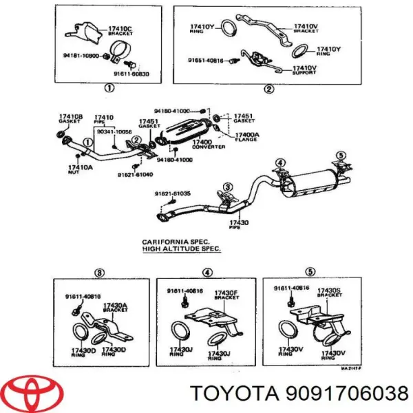 9091706038 Toyota Прокладка приемной трубы глушителя